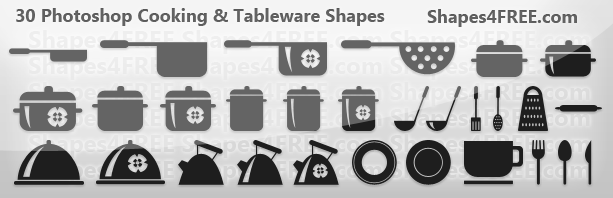 30 Cookware/Tableware Photoshop & Vector ShapesPhotoshop Free brushes ...