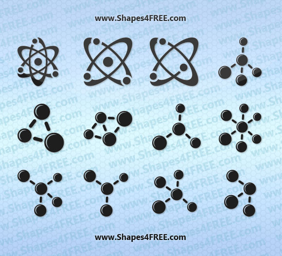 12 Atom and Molecule Photoshop & Vector ShapesPhotoshop Free brushes ...