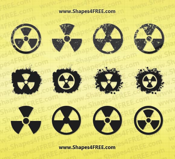 12 Grunge Radiation Symbol Vector ShapesPhotoshop Free brushes ...